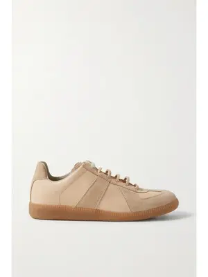 MAISON MARGIELA Maison Margiela Replica Leather And Suede Sneakers Neutrals