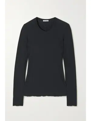 JAMES PERSE James Perse Slub Cotton-jersey Long-Sleeve Top Gray