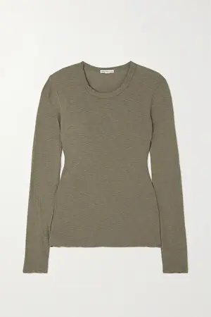 JAMES PERSE Slub Cotton-jersey Long-sleeve Top - Green