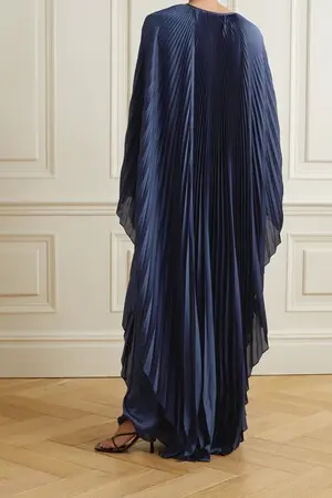 SEMSEM Net Sustain Crystal-embellished Plissé-satin Maxi Dress