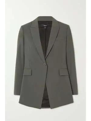 Theory Theory Etiennette Grain De Poudre Wool-blend Blazer Dark Green
