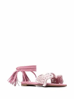 Red Valentino Tassel-trim Straw Sandals - Pink