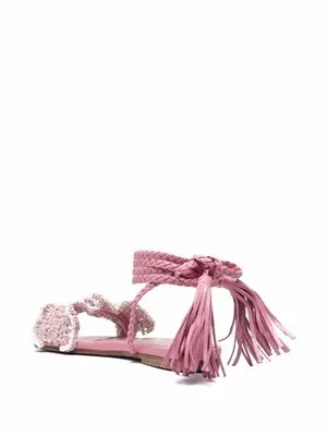 Red Valentino Tassel-trim Straw Sandals - Pink
