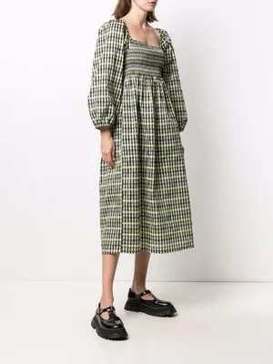 Baum Und Pferdgarten Aquina Checked Midi Dress - Yellow
