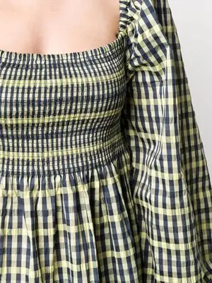 Baum Und Pferdgarten Aquina Checked Midi Dress - Yellow