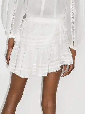 LoveShackFancy Lace-trimmed Cotton Miniskirt