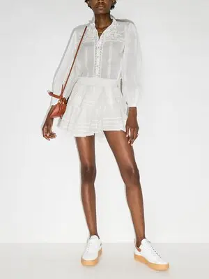 LoveShackFancy Lace-trimmed Cotton Miniskirt