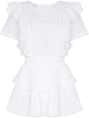 LoveShackFancy Natasha Ruffle-trim Minidress - White