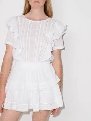 LoveShackFancy Natasha Ruffle-trim Minidress - White