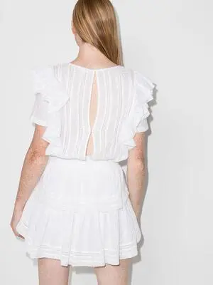 LoveShackFancy Natasha Ruffle-trim Minidress - White