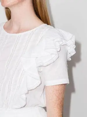 LoveShackFancy Natasha Ruffle-trim Minidress - White