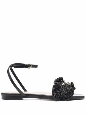 Red Valentino Rhinestone-embellished Flat Sandals - Black