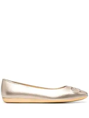 FERRAGAMO Gancini-motif Square-toe Ballerina Shoes
