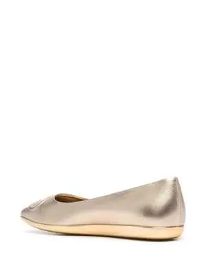 FERRAGAMO Gancini-motif Square-toe Ballerina Shoes