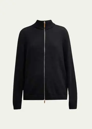 Lafayette 148 New York Cotton-silk Fitted Bomber Sweater - Black