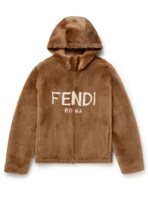 Fendi Logo-print Shearling Hooded Jacket