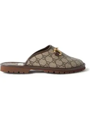 Gucci Elea Horsebit Monogrammed Canvas Backless Loafers