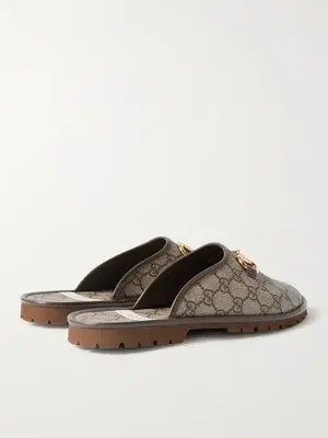 Gucci Elea Horsebit Monogrammed Canvas Backless Loafers