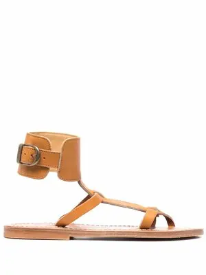 K.JACQUES Caravelle Leather Flat Sandals - Neutrals