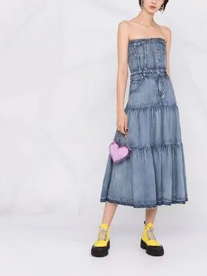 Red Valentino Strapless Denim Dress