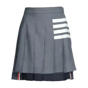 Thom Browne 4-Bar Pleated Mini Skirt Med Grey
