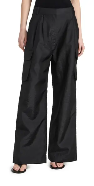 Tibi Crispy Nylon Pleated Cargo Pant