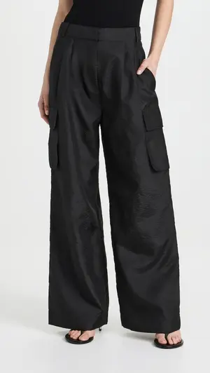 Tibi Crispy Nylon Pleated Cargo Pant