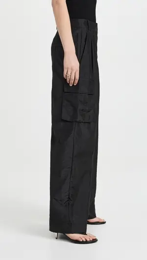 Tibi Crispy Nylon Pleated Cargo Pant