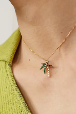 Yvonne Léon 18-karat Tsavorite Palm Tree Pendant Necklace - Green