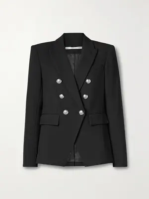 Veronica Beard Miller Dickey Double-breasted Grain De Poudre Blazer - Black