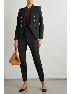 Veronica Beard Miller Dickey Double-breasted Grain De Poudre Blazer - Black