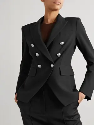 Veronica Beard Miller Dickey Double-breasted Grain De Poudre Blazer - Black