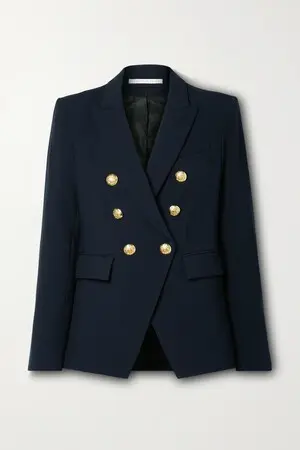 Veronica Beard Miller Dickey Double-breasted Grain De Poudre Blazer - Blue
