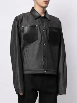 SANKUANZ Leather-trimmed Denim Jacket