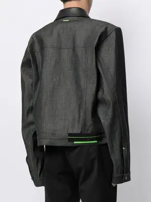 SANKUANZ Leather-trimmed Denim Jacket