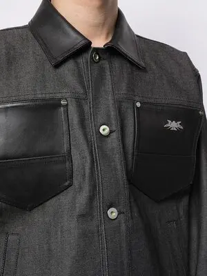SANKUANZ Leather-trimmed Denim Jacket