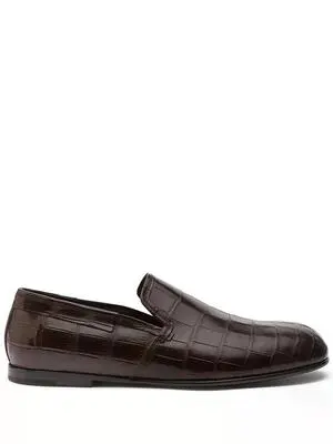 Dolce & Gabbana Dolce & Gabbana Crocodile-Embossed Leather Loafers Brown