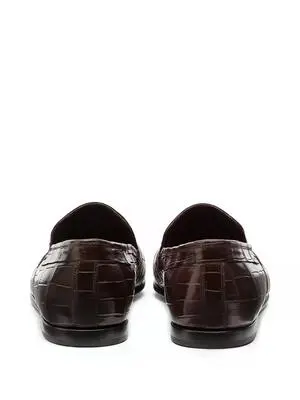 Dolce & Gabbana Crocodile-embossed Leather Loafers - Brown