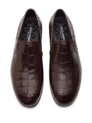 Dolce & Gabbana Crocodile-embossed Leather Loafers - Brown