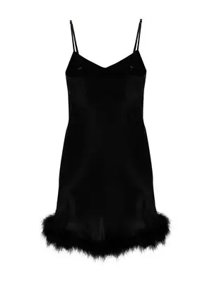 GILDA & PEARL Kitty Feather-trimmed Slip Dress - Black