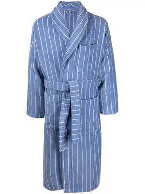 TEKLA Stripe-print Organic-cotton Robe - Blue