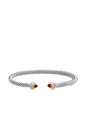 David Yurman 18kt Yellow Gold And Sterling Classic Cable Bracelet - Silver