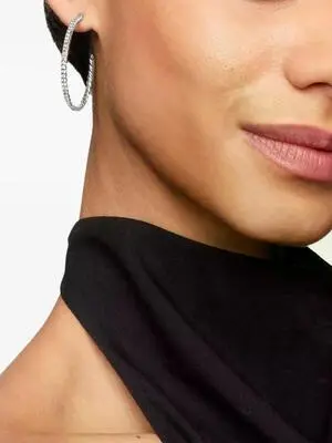 David Yurman Sterling Pavé Diamond Hoop Earrings - Silver