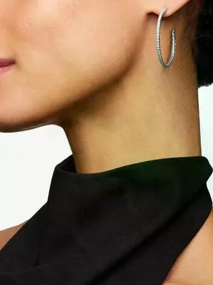 David Yurman Sterling Pavé Diamond Hoop Earrings - Silver