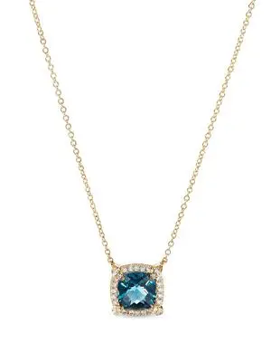 David Yurman 18kt Yellow Gold Petite Chatelaine Topaz And Diamond Pendant Necklace - Blue
