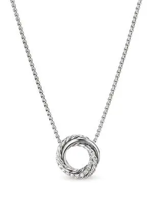 David Yurman Sterling Crossover Diamond Necklace - Silver