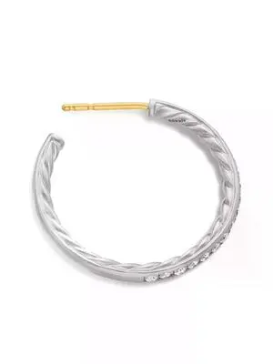 David Yurman Sterling Pavé Diamond Hoop Earrings - Silver