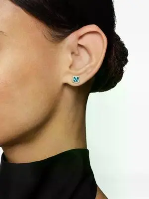David Yurman 18kt Yellow Gold Petite Chatelaine Topaz And Diamond Stud Earrings - Blue