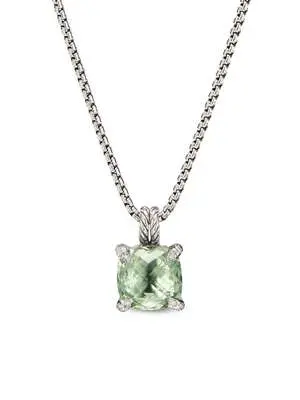 David Yurman Sterling Silver Chatelaine Prasiolite And Diamond Necklace