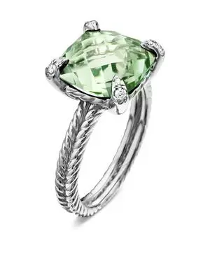 David Yurman Sterling Silver Chatelaine Prasiolite And Diamond Ring